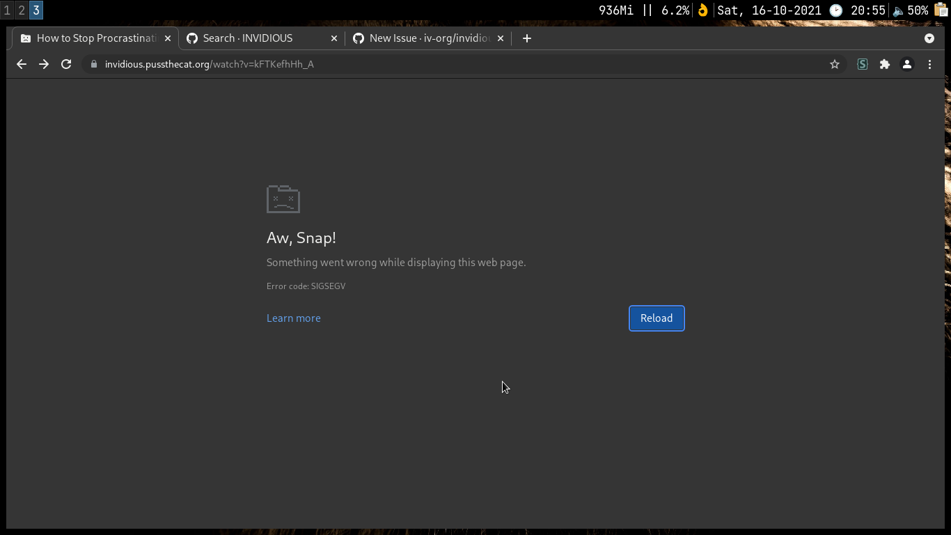 [Bug] Invidious sometimes(quite often really) crashes with a SIGSEV error on chromium. · Issue ...