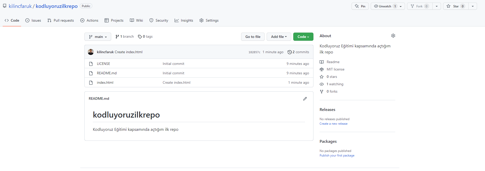 GitHub - kilincfaruk/kodluyoruzilkrepo: Kodluyoruz Eğitimi kapsamında ...