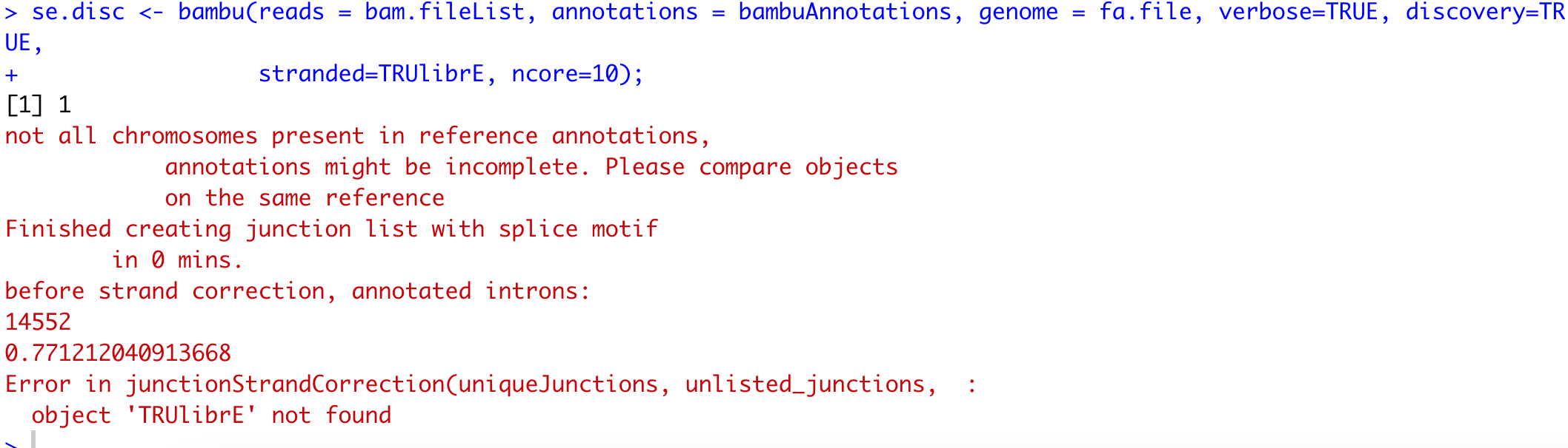 object 'TRUlibrE' not found · Issue #283 · GoekeLab/bambu · GitHub