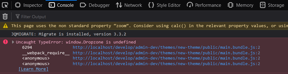 [BO][1.7.8.1] window.Dropzone is undefined · Issue #26596 · PrestaShop/PrestaShop · GitHub