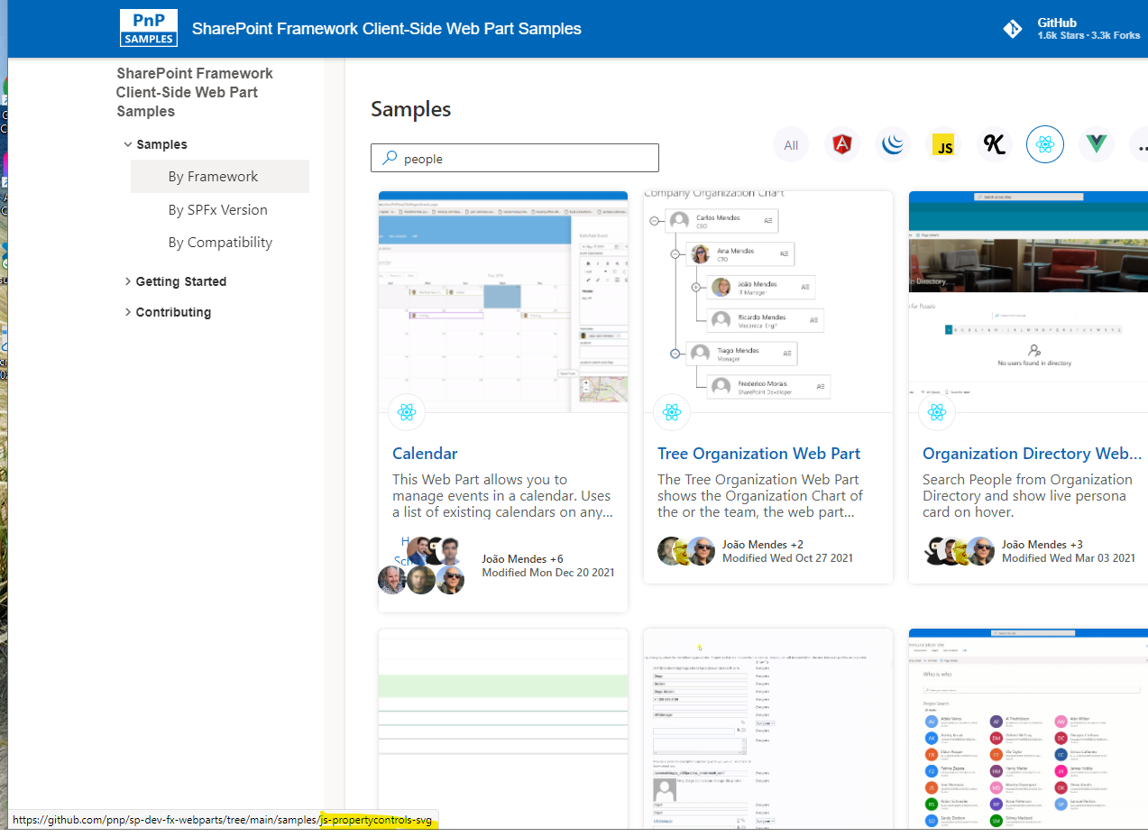 Samples by Framework react, Organization Directory Web Part - wrong sample (js-propertycontrols ...