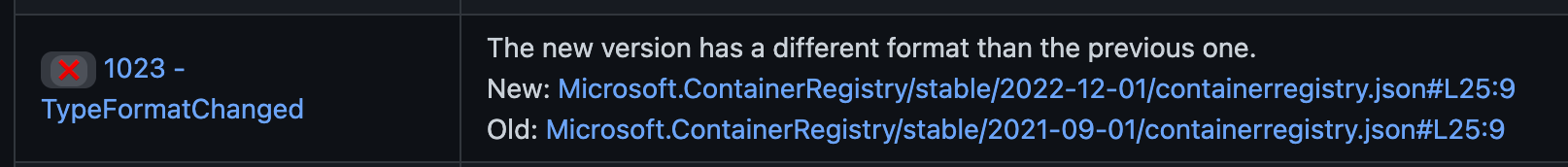 [Breaking Change] (Cross-Version) PR check report does not identify specific change · Issue ...