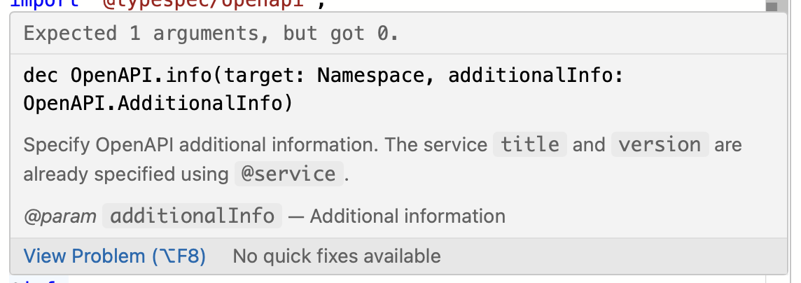 Improve The Docintellisense For Info Decorator · Issue 2228 · Microsofttypespec · Github 