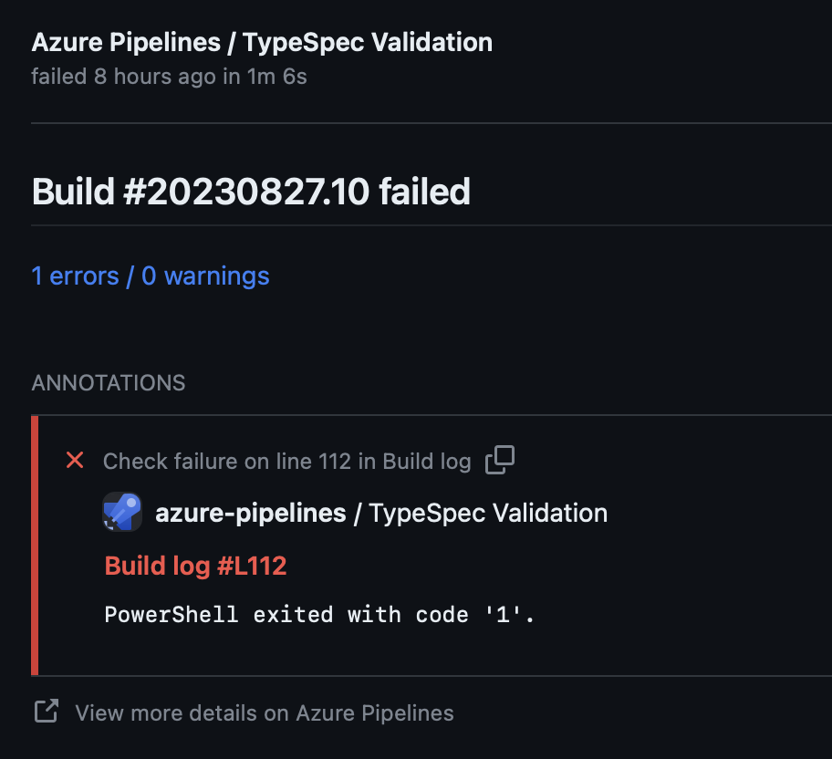 TypeSpec validation PR check should describe problem in PR check page · Issue #6863 · Azure ...