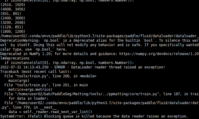 [General Issue]paddle加载数据出错 · Issue #2386 · PaddlePaddle/PaddleSeg · GitHub