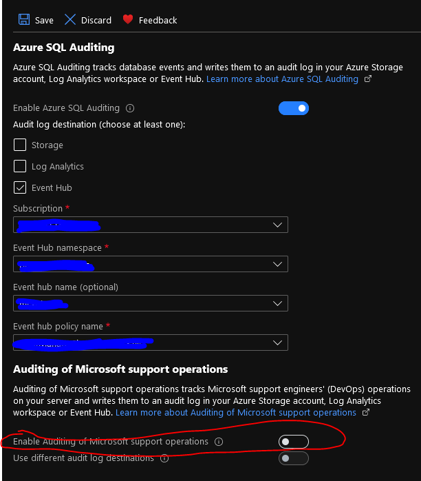 Cannot enable "Enable Auditing of Microsoft support operations" toggle with Terraform azurerm ...