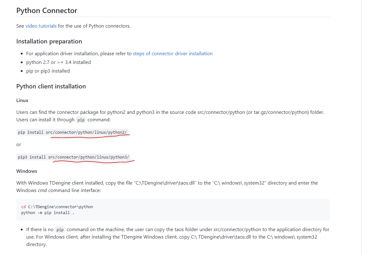 Doc improvement: python connector en doc, linux connector path incorrect · Issue #7838 ...