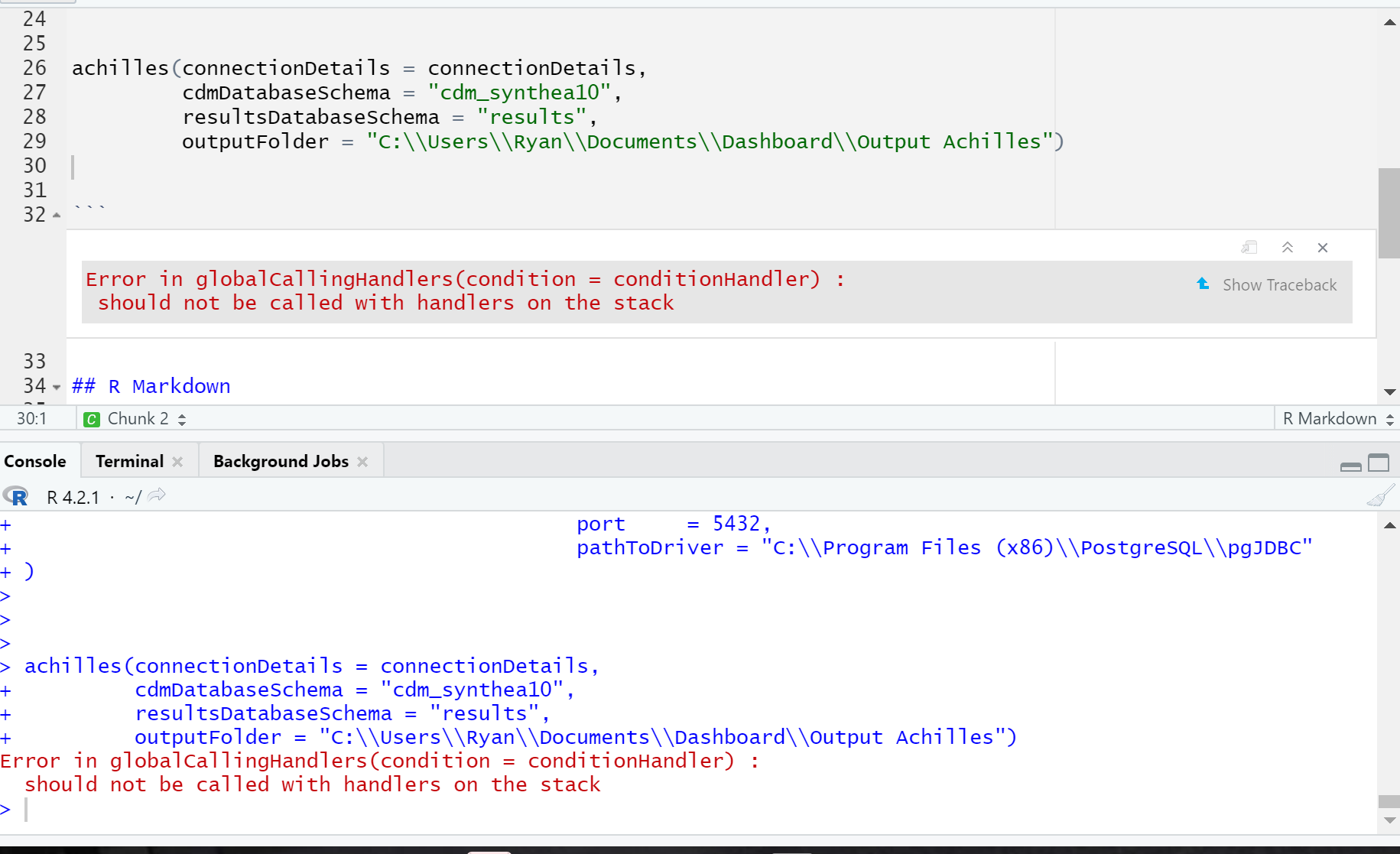 Not able to run Achilles · Issue #542 · OHDSI/CommonDataModel · GitHub