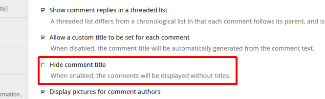 Added: Setting to allow the comment title to be hidden. · Issue #4569 ...