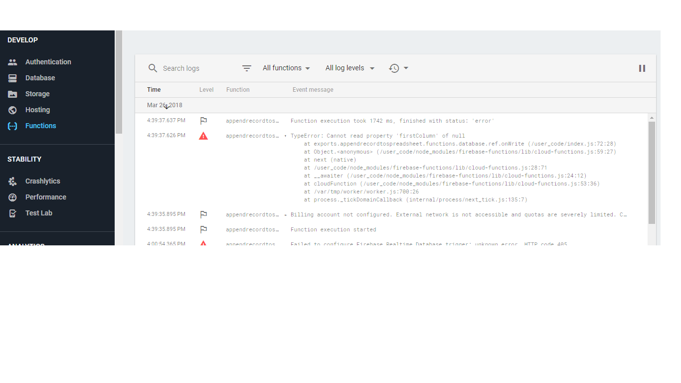 Firebase google sheet sync issues · Issue #351 · firebase/functions-samples · GitHub