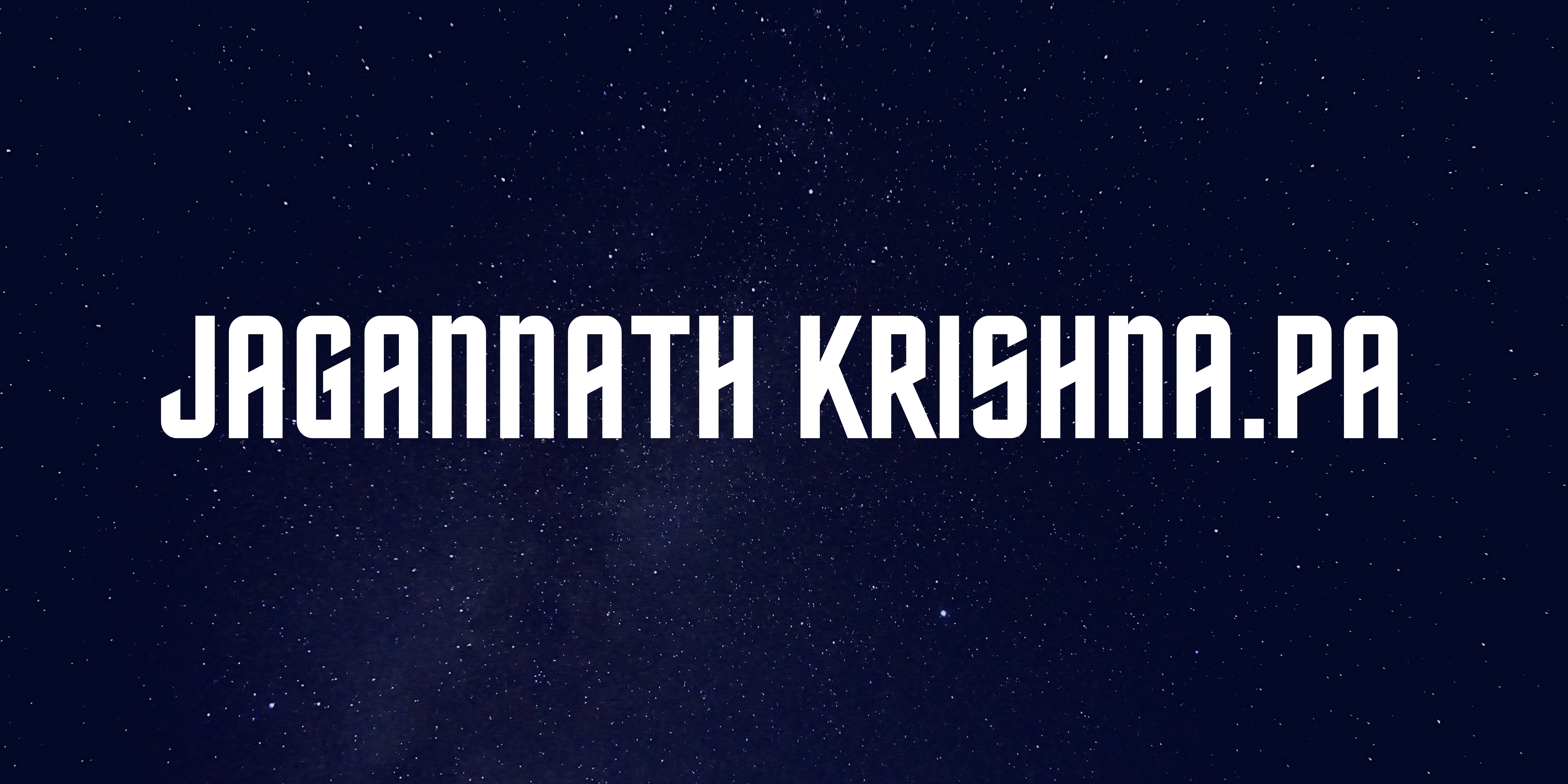 JagannathKrishna (Jagannath Krishna.P.A) · GitHub