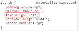 Materialize table th and td should not have default text-align which is left · Issue #6529 ...