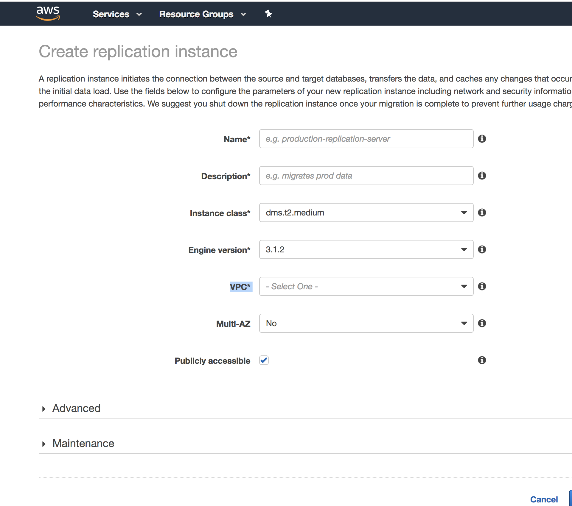 InvalidParameterCombinationException: AWS Database Migration Service ...