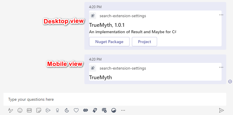 [Mobile Client] [typescript_nodejs/50.teams-messaging-extensions-search] Adaptive card ...