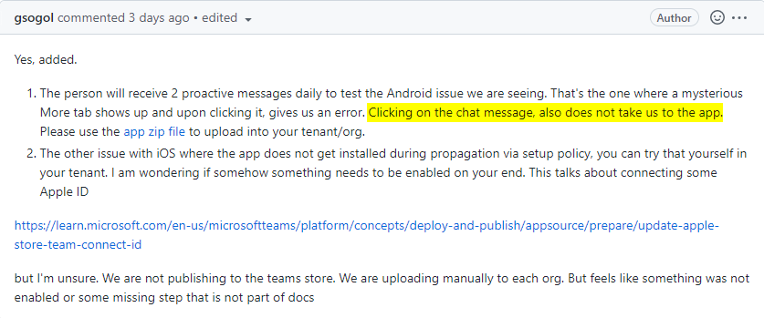 iOS Teams App Propagation and weird Android Behavior · Issue #7902 · MicrosoftDocs/msteams-docs ...