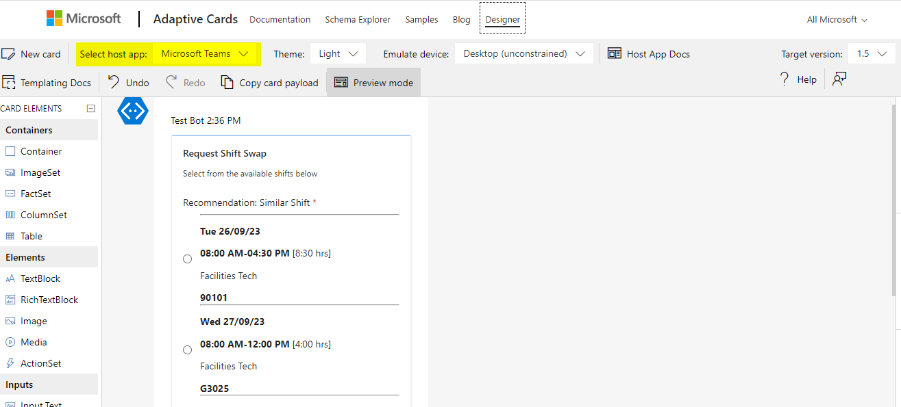 As per documentation, markdown is not supported with input.choiceset in teams client but in ...