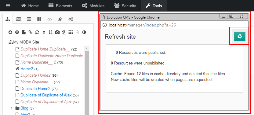 Clear cache in modal(ajax) · Issue #90 · evolution-cms/evolution · GitHub