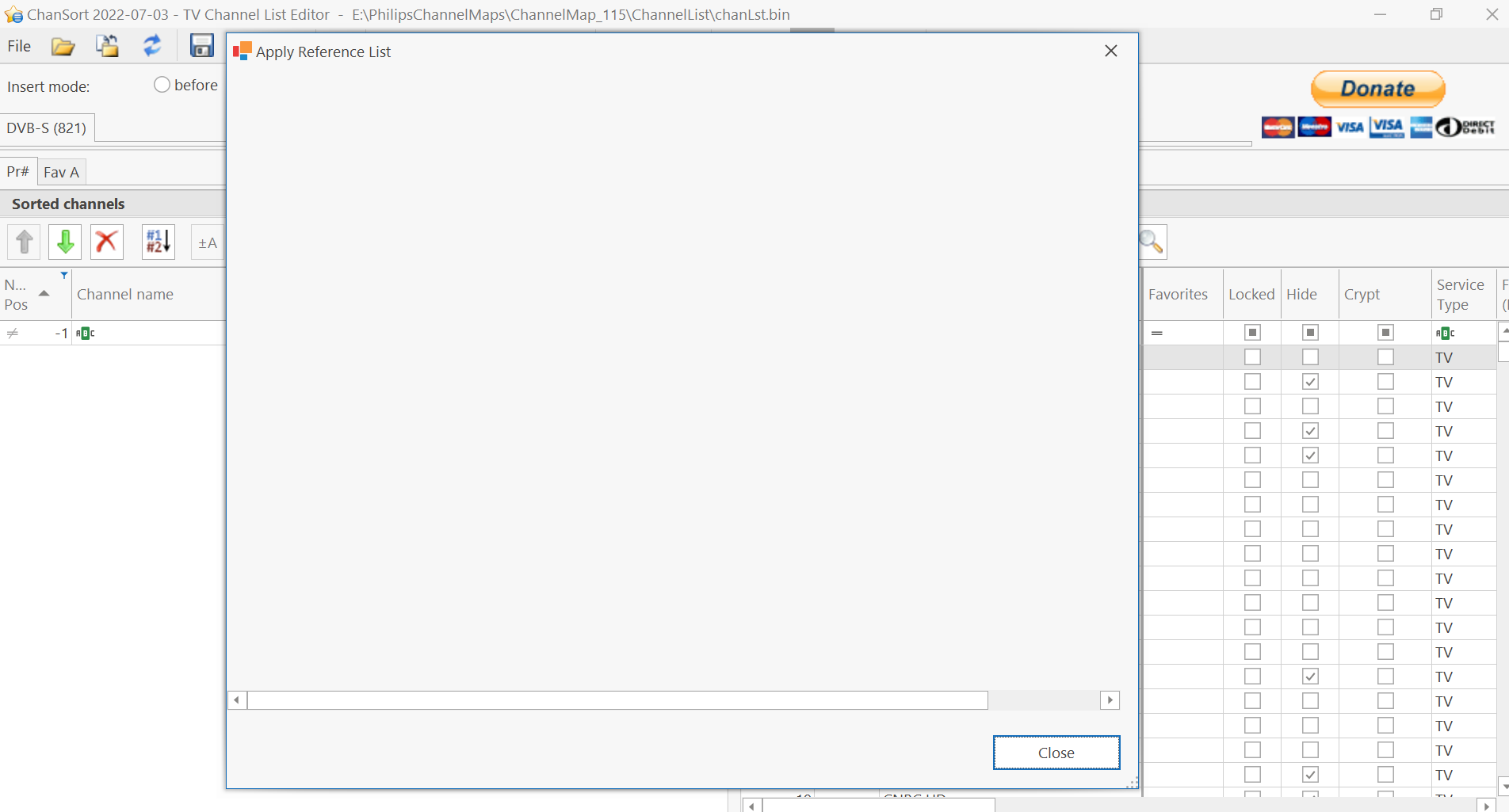 Applying a reference list and get a blank window supplied gb_astra282E ...