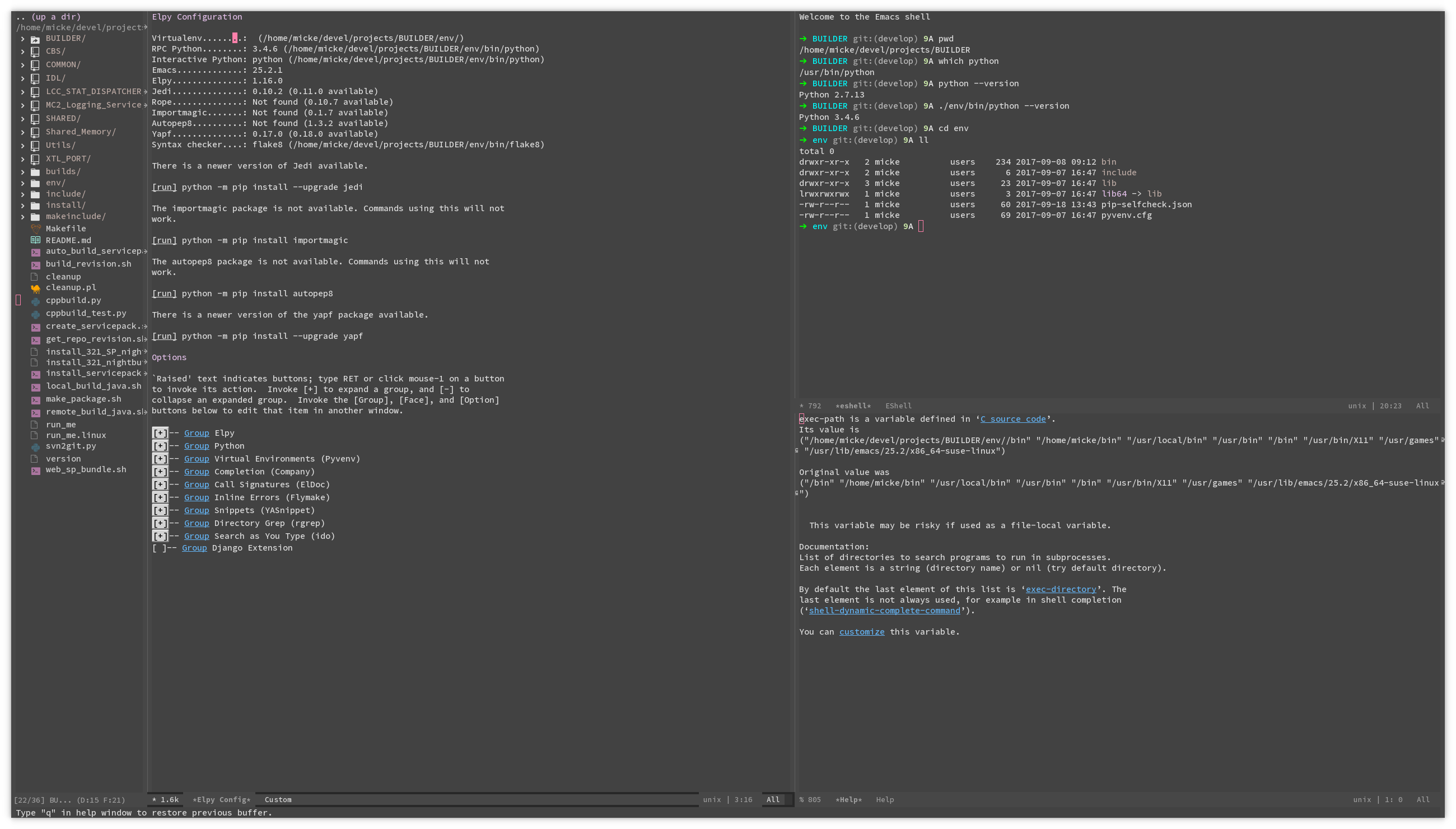Eshell does not recognize activated virtual env · Issue #1172 · jorgenschaefer/elpy · GitHub