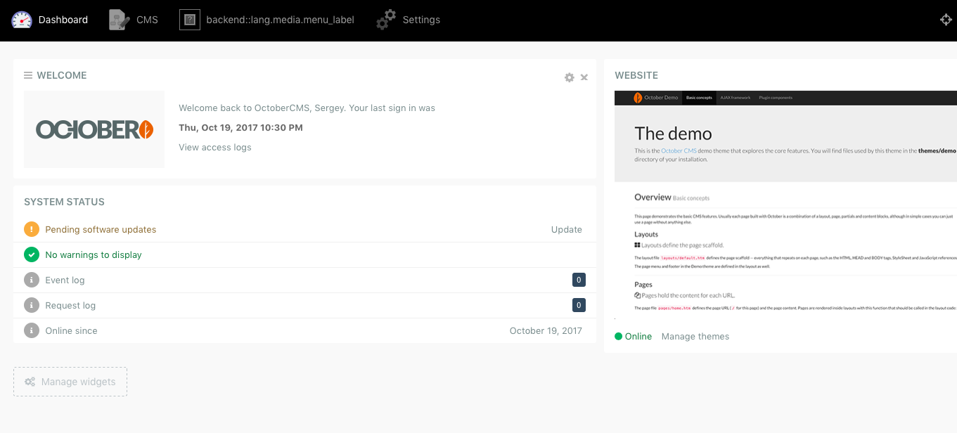 Fresh install: Class 'Backend\Widgets\MediaManager' not found · Issue #3185 · octobercms/october ...