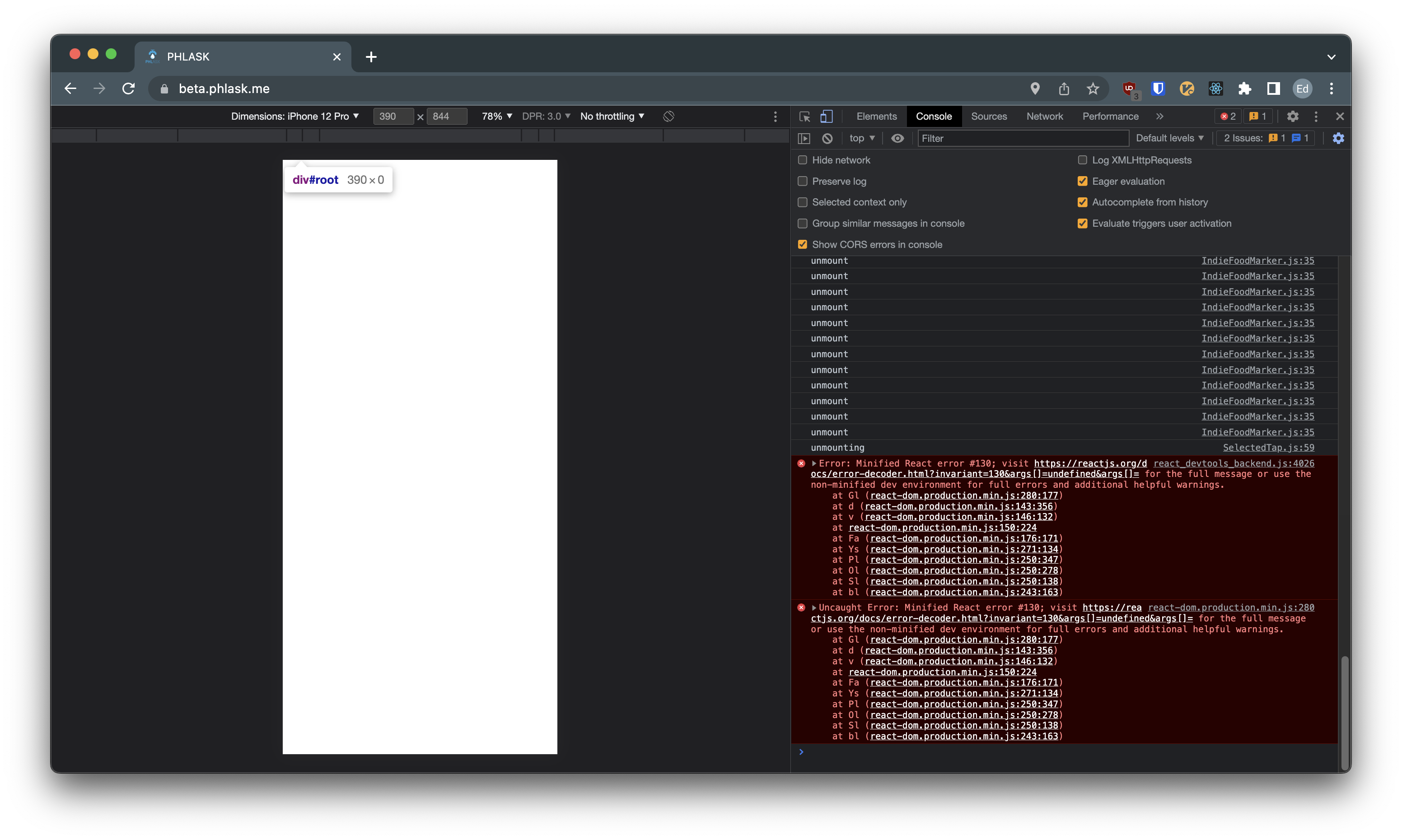 Food Filter Causing White Screen · Issue 259 · Phlaskphlask Map · Github