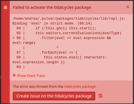 Not working with pulsar · Issue #184 · tidalcycles/pulsar-tidalcycles · GitHub