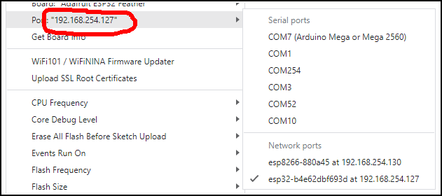 Please show entire Network (OTA) Port identifier inthe Tools->Port menu ... Please show entire Network (OTA) Port identifier inthe Tools->Port menu ...