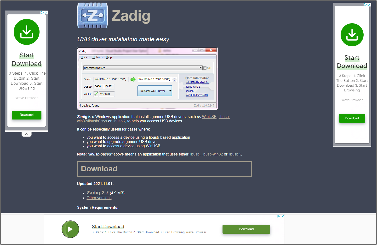 Misleading "download button" ads on zadig.akeo.ie · Issue #286 · pbatard/libwdi · GitHub