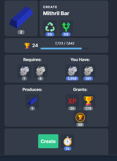 Incorrect Mithril Smelting Values · Issue #1000 · MelvorIdle/melvoridle.github.io · GitHub