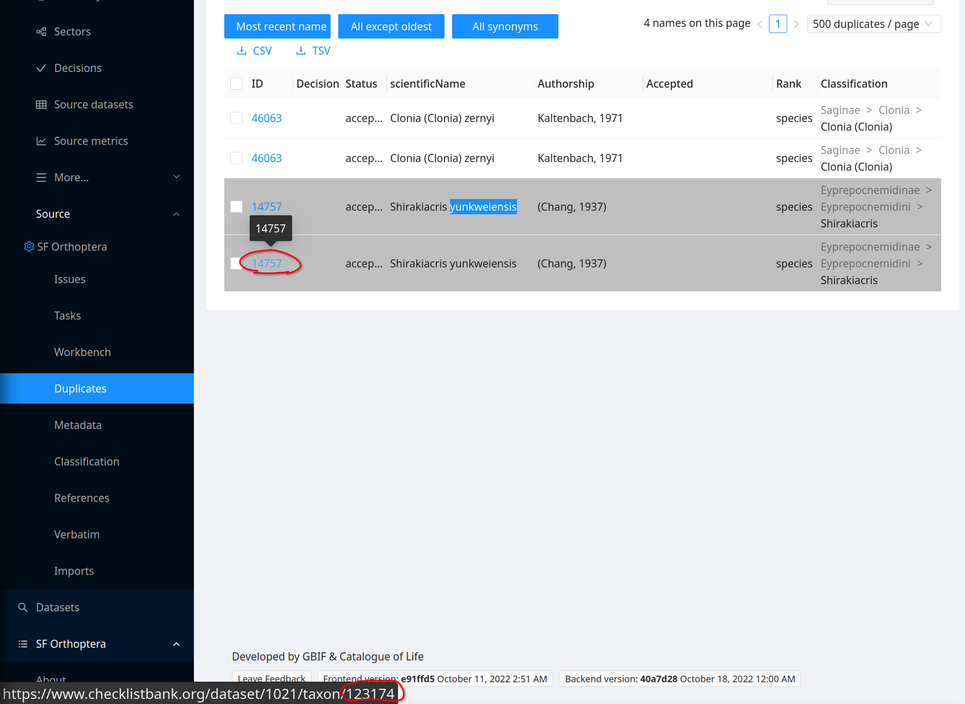 CLB: incorrect TASK reports · Issue #1117 · CatalogueOfLife/checklistbank · GitHub