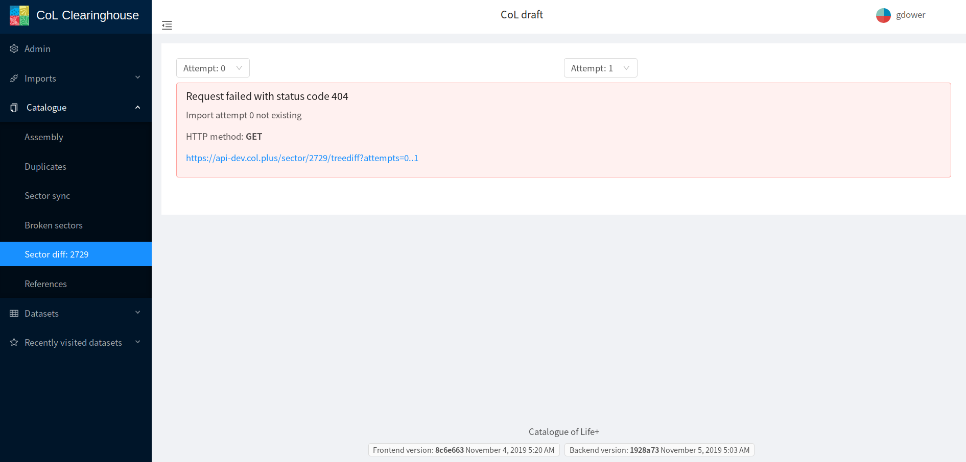 //sector/{key}/treediff giving 404 errors · Issue #539 · CatalogueOfLife/backend · GitHub