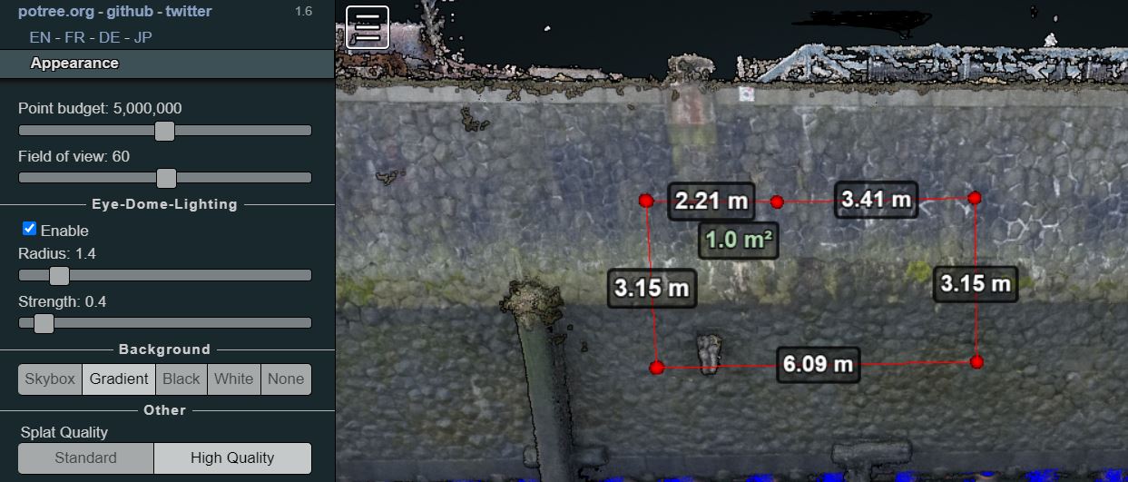 Wrong area on vertical objects · Issue #1040 · potree/potree · GitHub