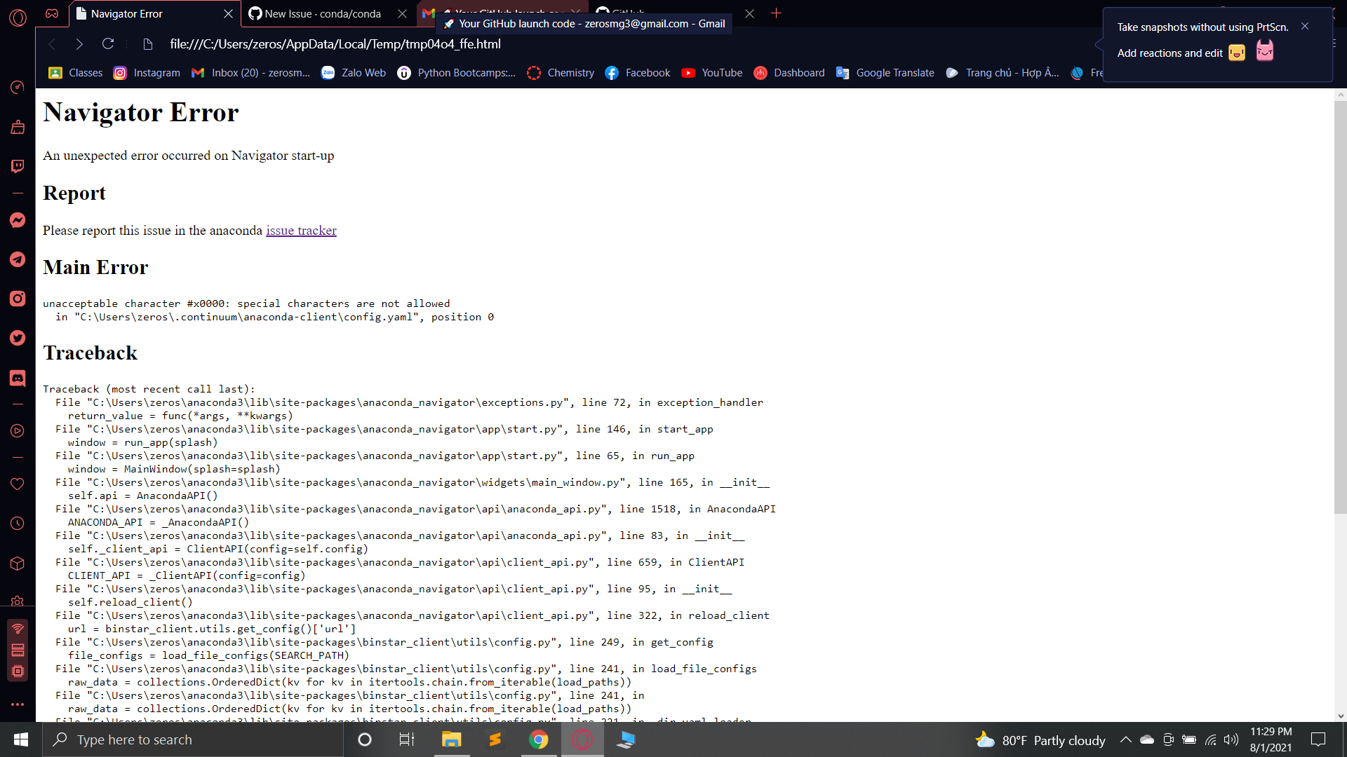 Navigator error · Issue #10826 · conda/conda · GitHub
