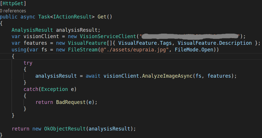 VisionServiceClient.AnalyseImageAsync throws "Access denied due to invalid subscription key ...