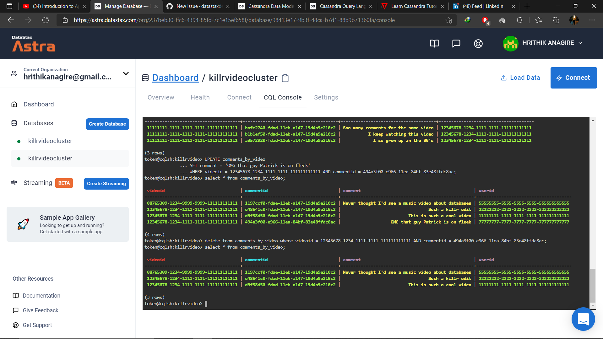 Hrithik Anagire · Issue 355 · Datastaxdevs Workshop Intro To Cassandra · Github