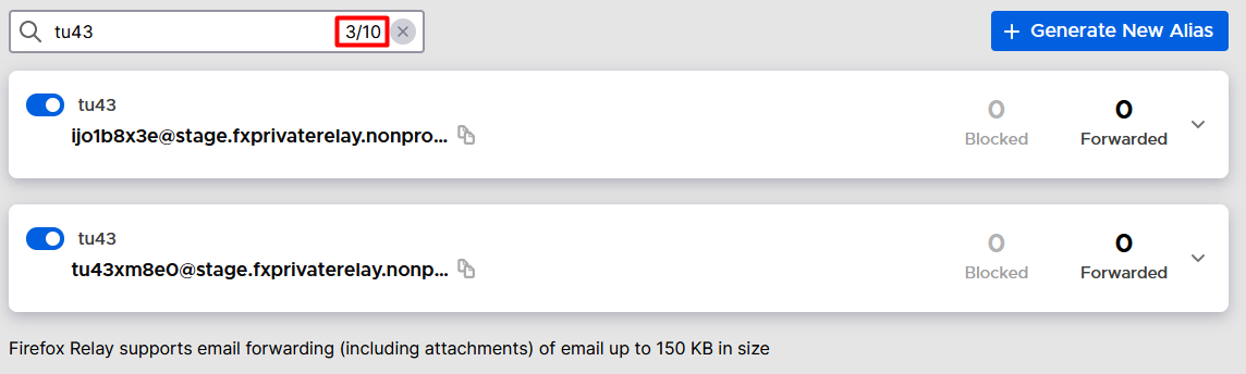 An alias that is named/labeled similar to its prefix, makes the alias counter in the search bar ...