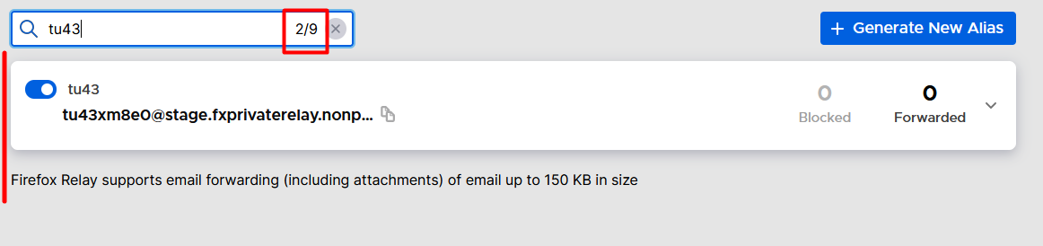 An alias that is named/labeled similar to its prefix, makes the alias counter in the search bar ...