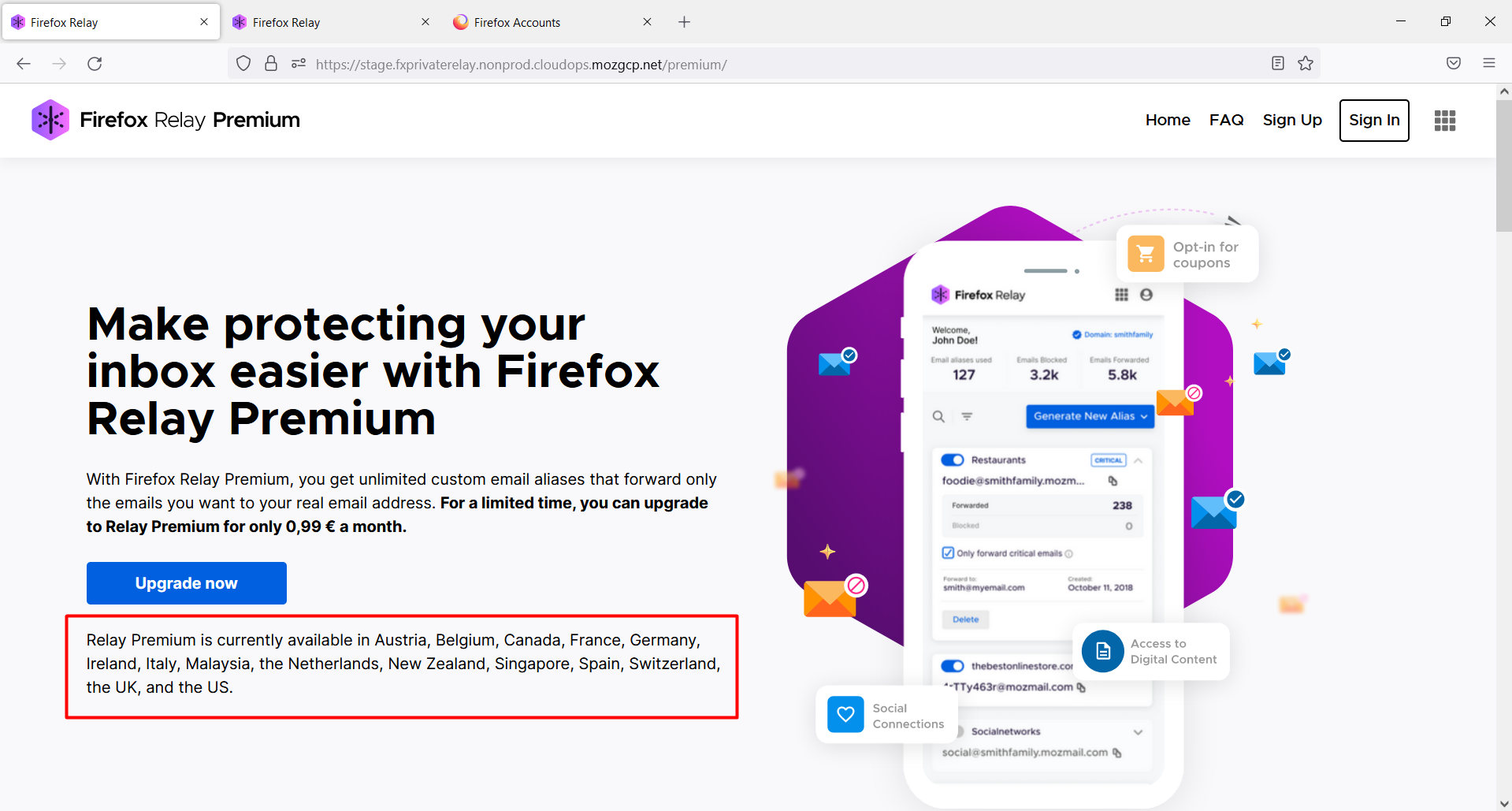 The Interstitial page’s first section does not displayed the country ...