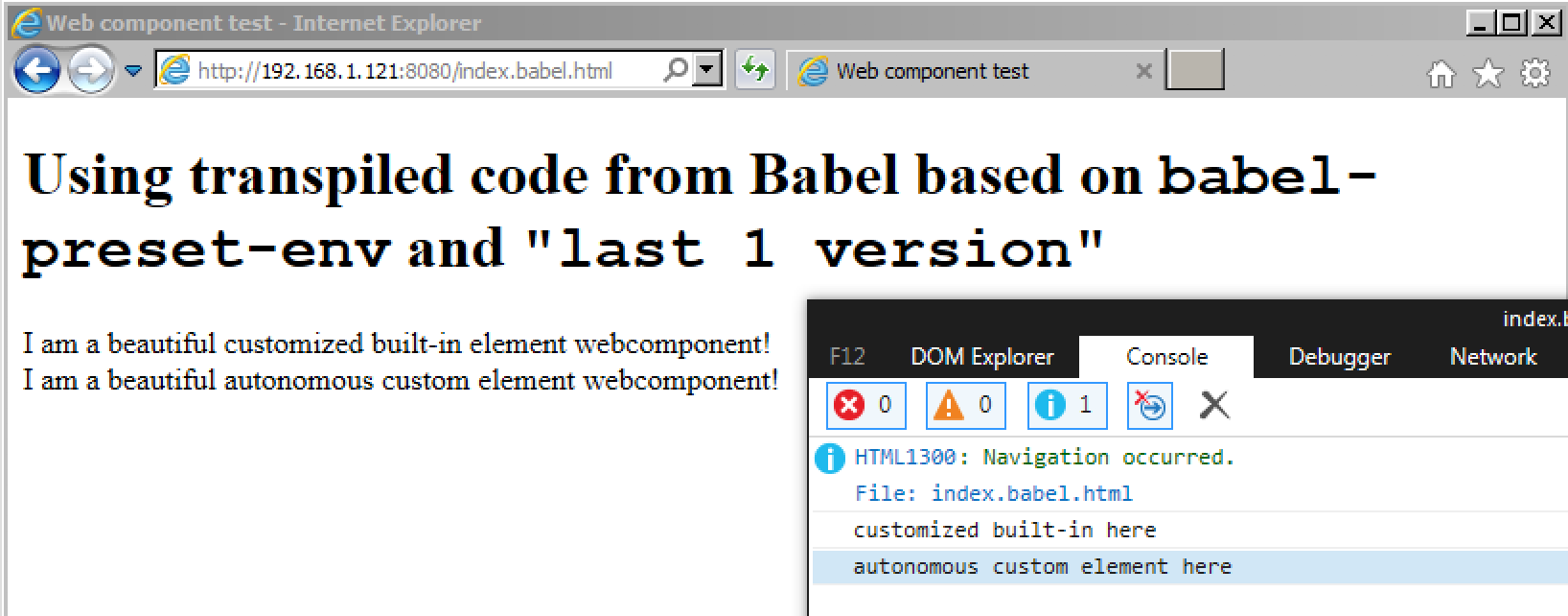 polyfill throws error in IE 11 when used with webcomponent transpiled by babel 7 · Issue #145 ...