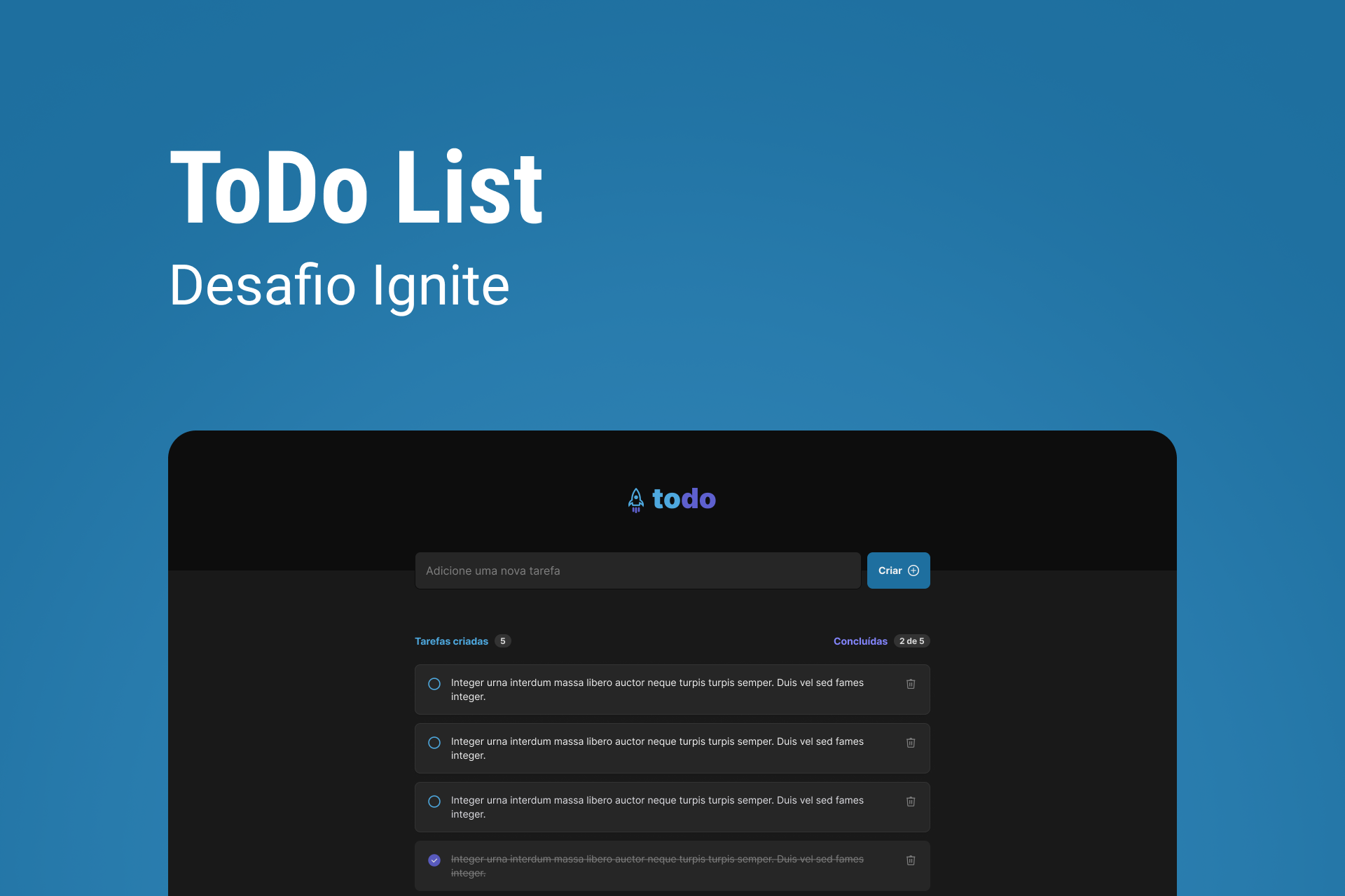 GitHub - israelnazareth/new-todo-list: Este é um projeto criado na Trilha Ignite da Rocketseat ...
