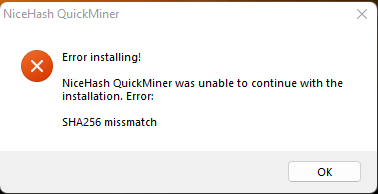 [Win 11] Version 0.5.5.0 install error: SHA256 missmatch · Issue #918 · nicehash ...