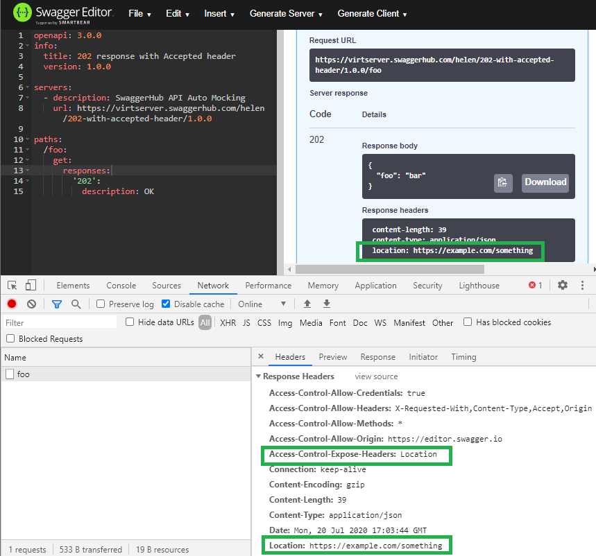 Swagger Editor Doesnt Output Responses Location Header · Issue