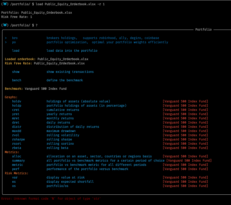 [Bug] Portfolio - Weird behaviour when loading a portfolio. Error ...