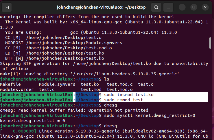 GitHub - YCtw/OShw-chap2-2: Creating, traversing, and deleting kernel data structures