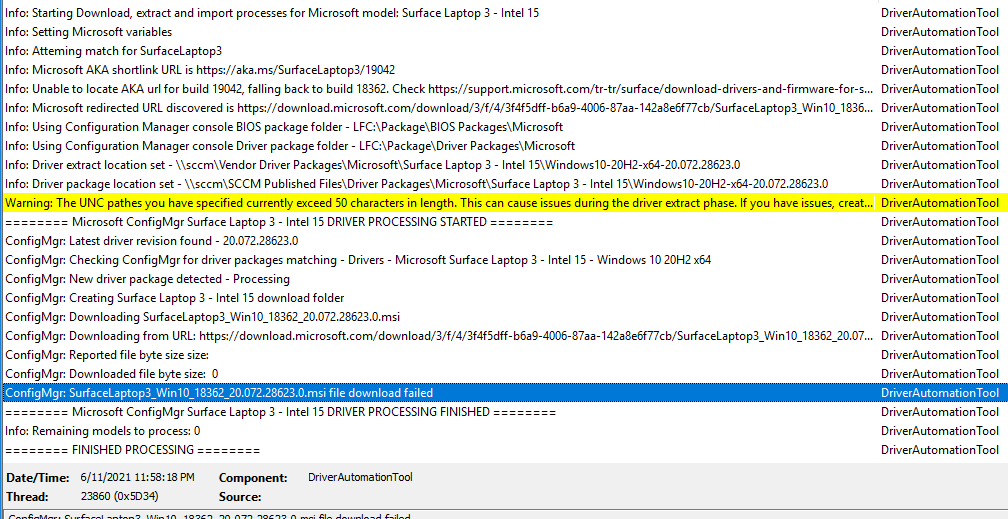 Failed to download package · Issue #240 · maurice-daly/DriverAutomationTool · GitHub