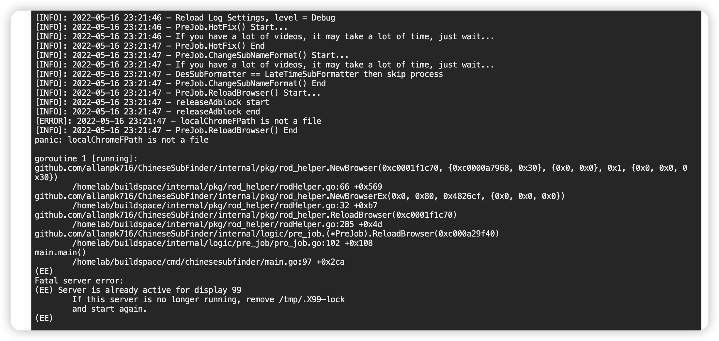 更新后还是报错 · Issue #345 · ChineseSubFinder/ChineseSubFinder · GitHub