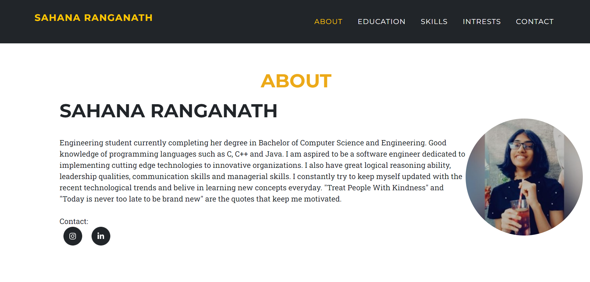 GitHub - sahanaranganath/MyPortfolio: A simple portfolio website. The ...