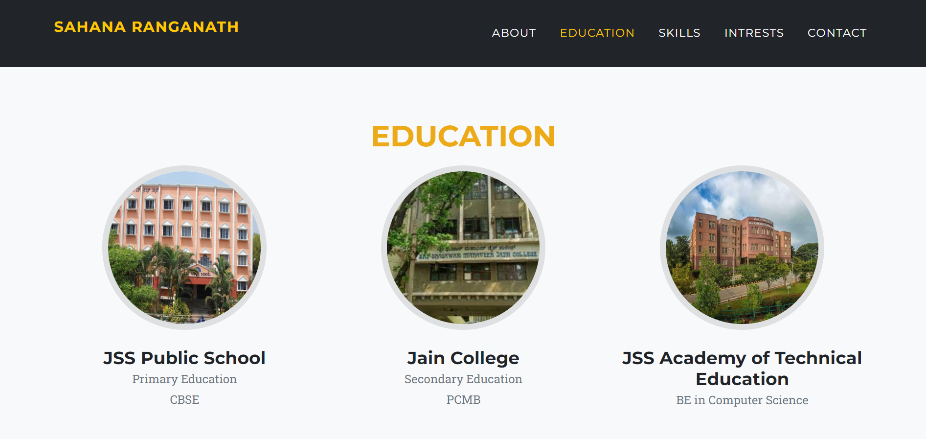 GitHub - sahanaranganath/MyPortfolio: A simple portfolio website. The ...