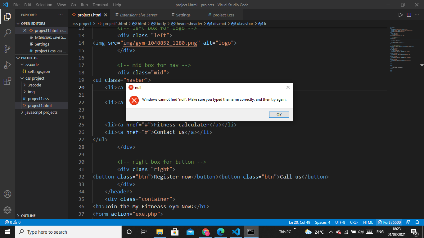 windows not find 'null' make sure you typed name correctly · Issue #2007 · ritwickdey/vscode ...