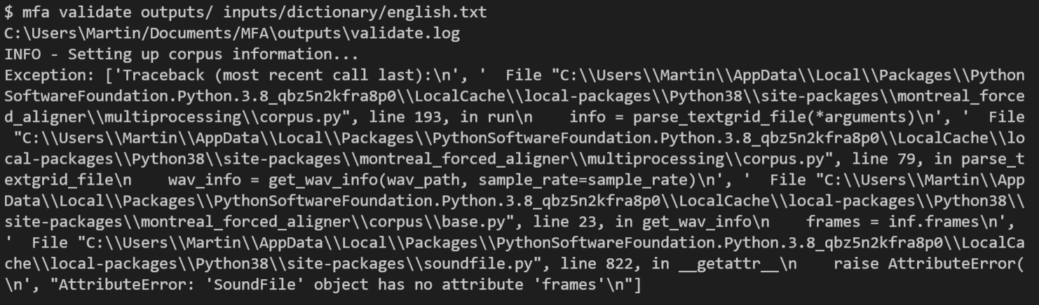 Validation error: frame info from .wav file · Issue #303 · MontrealCorpusTools/Montreal-Forced ...